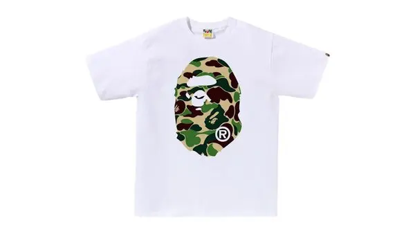 A BATHING APE Abc Camo Big Ape Head Tee Shirt - White/green