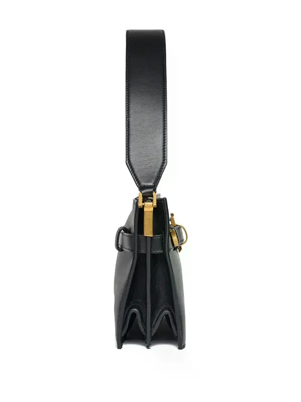 Nanushka Mini Harmonica Buckle Shoulder Bag - Black