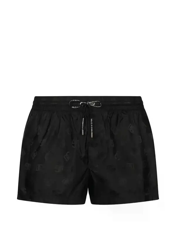 Dolce & Gabbana Logo-plaque Swim Shorts - Black