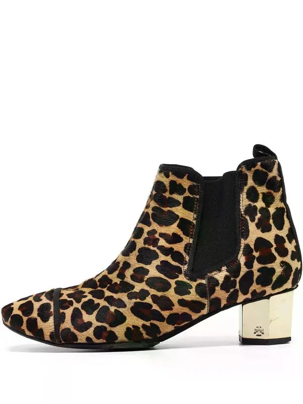 Tory Burch 40mm Leopard-print Heeled Ankle Boots - Brown