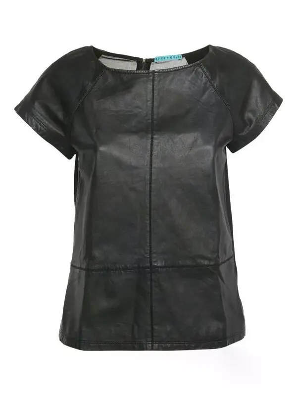 Alice + Olivia Leather Chiffon Top