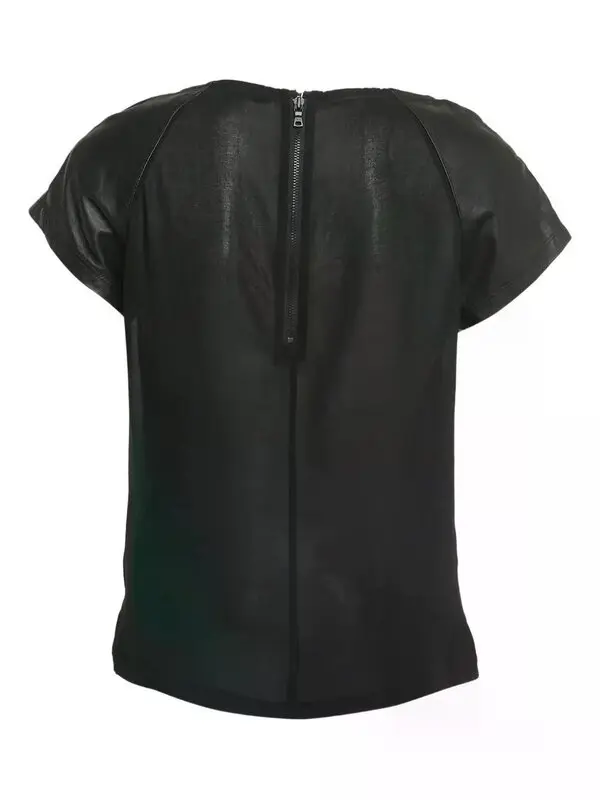 Alice + Olivia Leather Chiffon Top