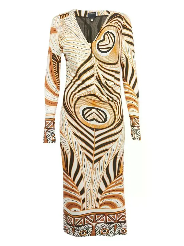 Roberto Cavalli Printed Long-sleeve Dress - White