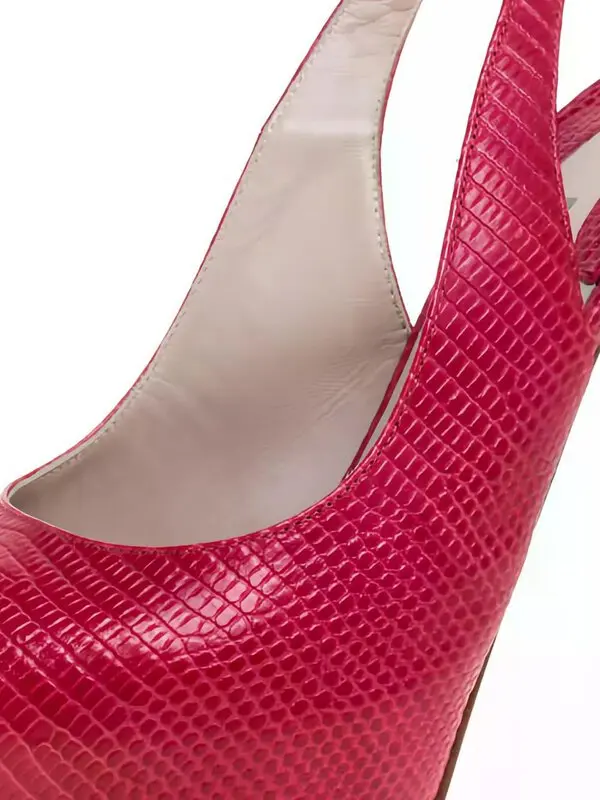 LE SILLA Lizard Embossed Leather Platform Sandals