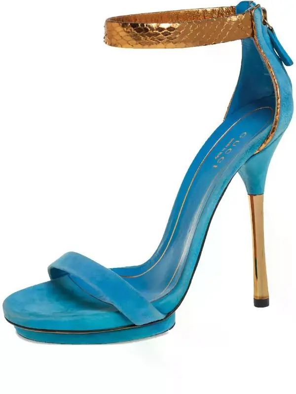 Gucci 125mm Kelis Suede Sandals - Blue