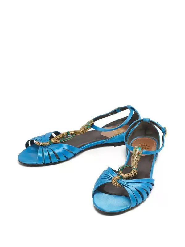 Roberto Cavalli Snake Logo T-strap Sandals