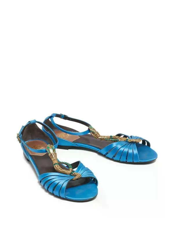 Roberto Cavalli Snake Logo T-strap Sandals