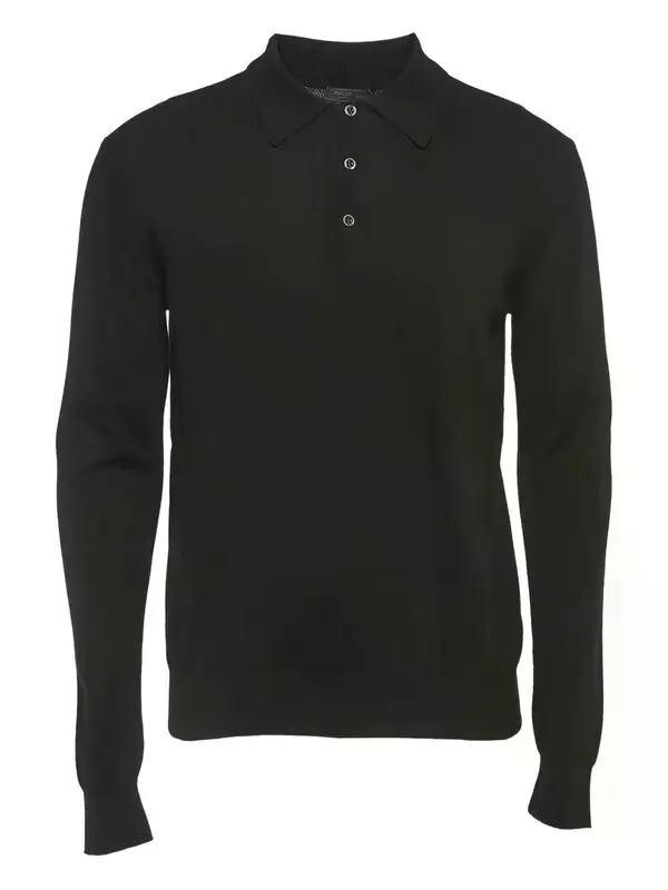 Prada Knit Collared Polo - Black