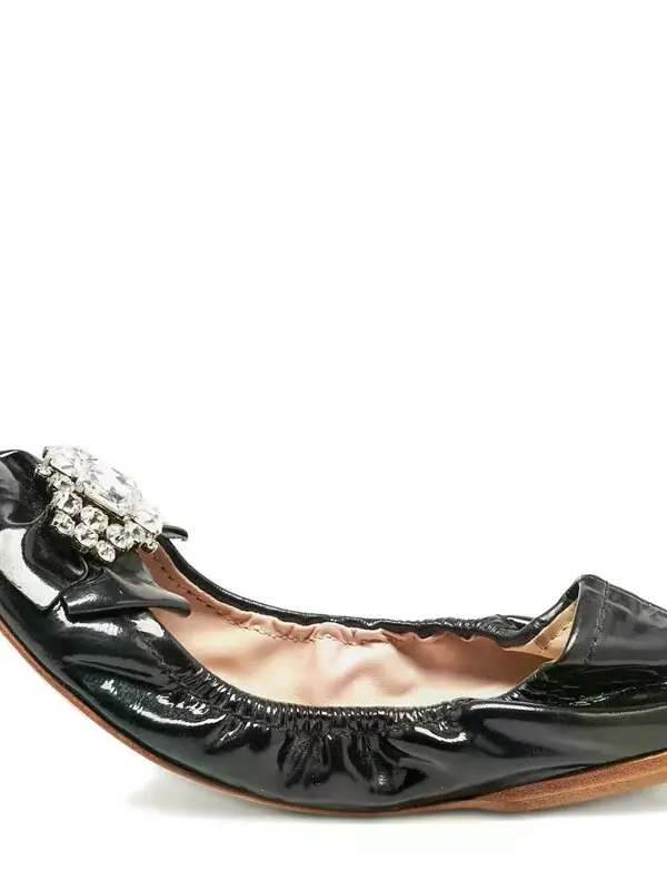 Miu Miu Crystal Bow Ballet Flats