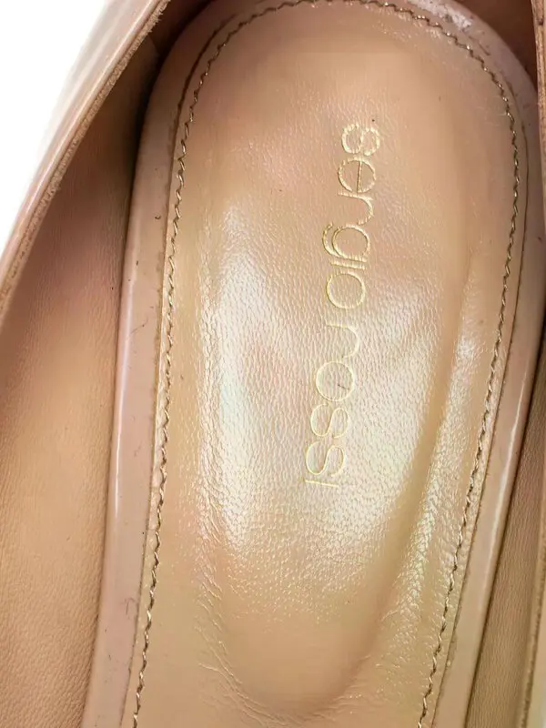 SERGIO ROSSI Patent Leather Peep Toe Pumps - Neutrals