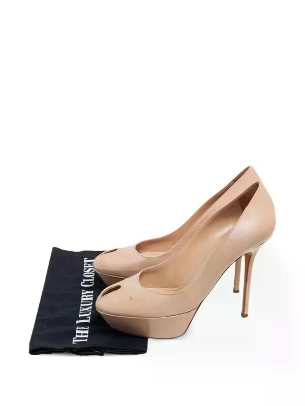 SERGIO ROSSI Patent Leather Peep Toe Pumps - Neutrals