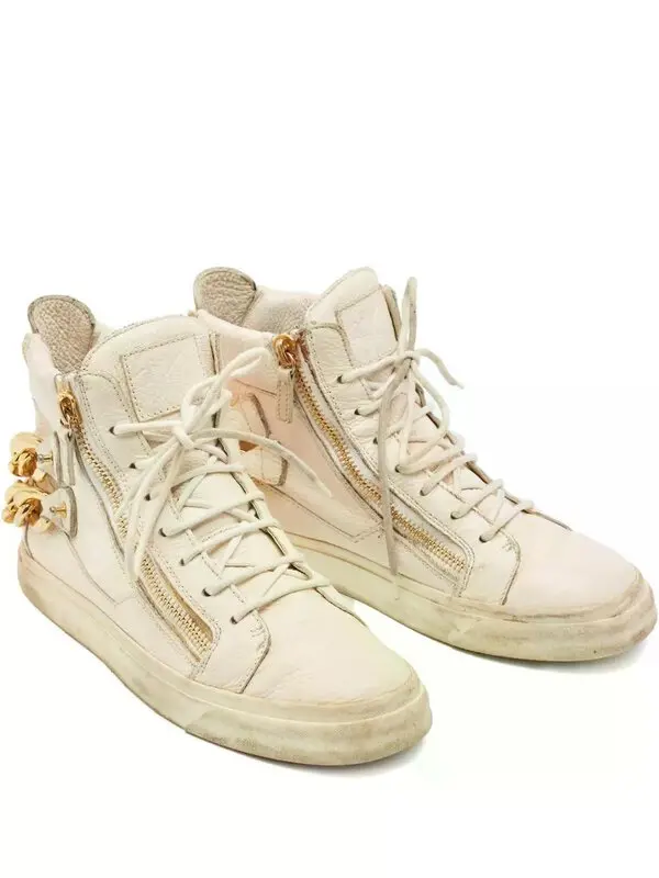 GIUSEPPE ZANOTTI Chain Detail Leather High Top Sneakers