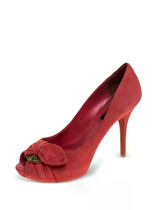 LOUIS VUITTON 110mm Ruched Bow Peep Toe Pumps