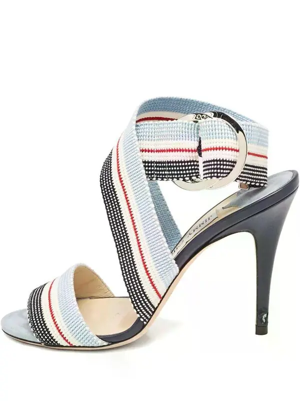 JIMMY CHOO Striped Buckle Sandals - Blue