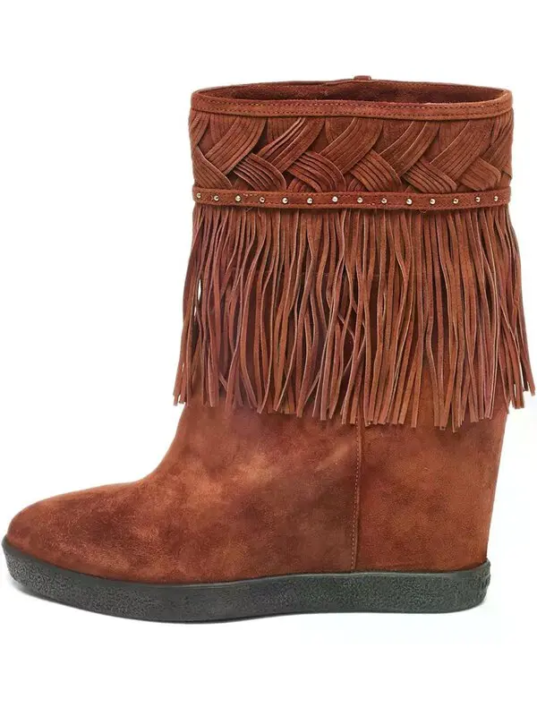 LE SILLA Braided Fringed Suede Ankle Boots