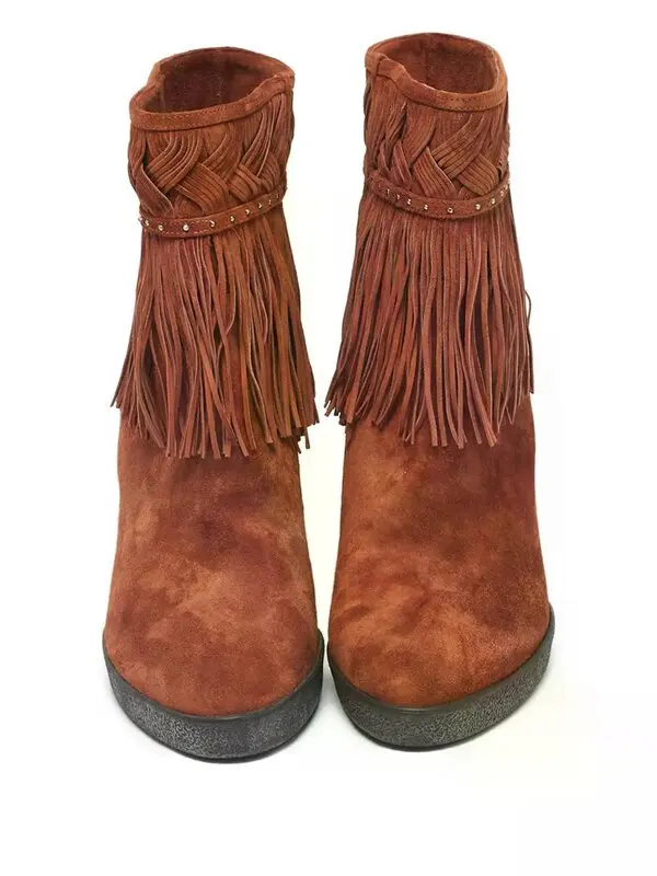 LE SILLA Braided Fringed Suede Ankle Boots