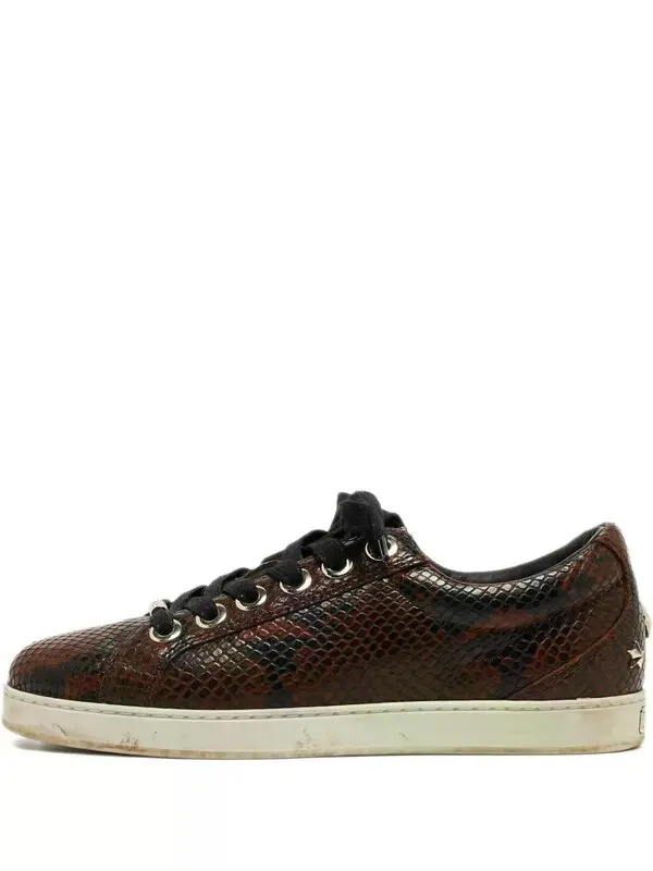 JIMMY CHOO Python-embossed Leather Star Sneakers