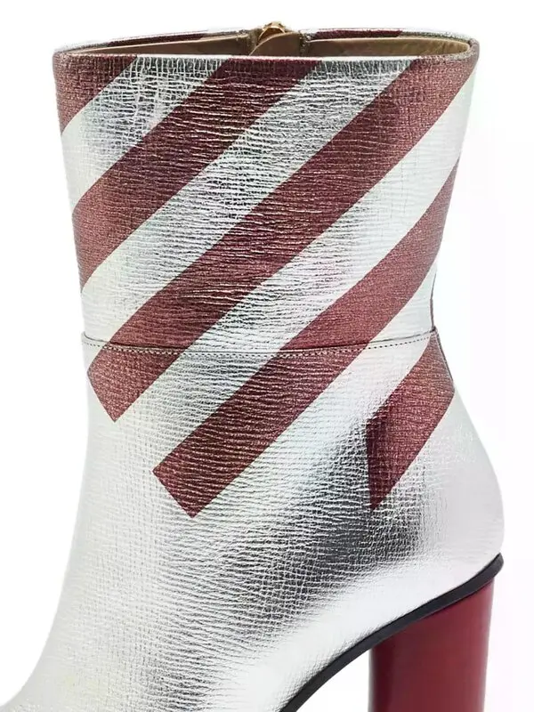 ANYA HINDMARCH 100mm Striped Heeled Boots - Silver
