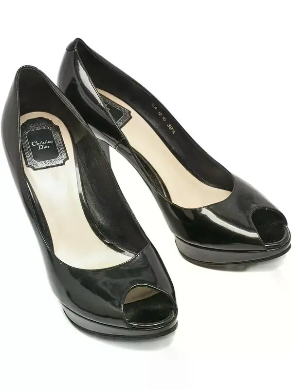 Dior Patent Leather Peep-toe Pumps - Black