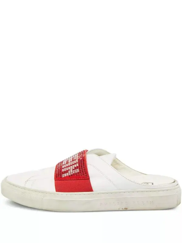 Philipp Plein 2024 Crystal Strap Leather Mules