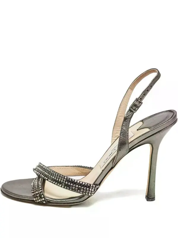 JIMMY CHOO 110mm Crystal-embellished Heeled Sandals - Grey