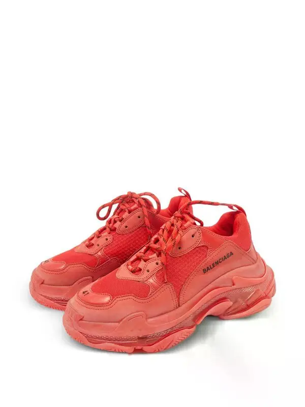 Balenciaga Triple S Stacked Sole Sneakers - Red