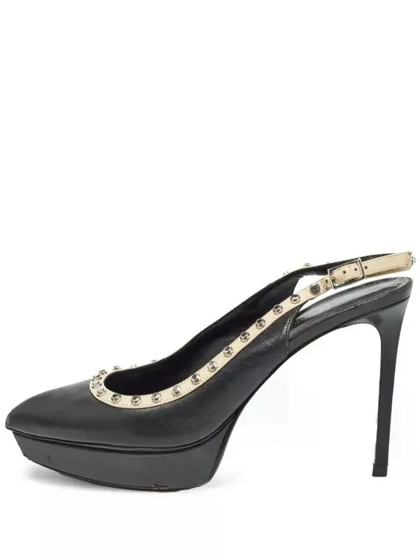 Saint Laurent Platform Studded Slingback Pumps