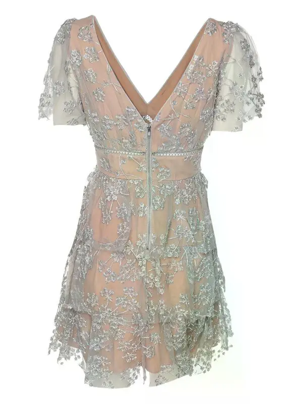 Self-Portrait Embroidered Mini Dress - Neutrals | Editorialist