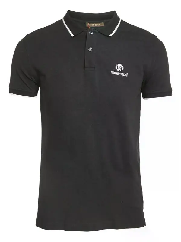 Roberto Cavalli Embroidered-logo Polo Shirt - Black