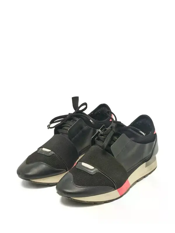 Balenciaga Leather Lace-up Sneakers - Black