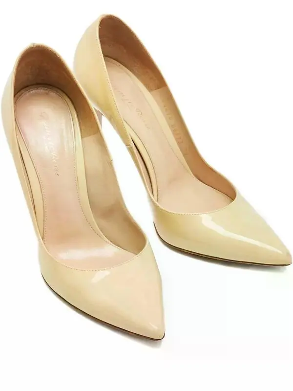 GIANVITO ROSSI 110mm Patent-leather Pointed-toe Pumps - Neutrals