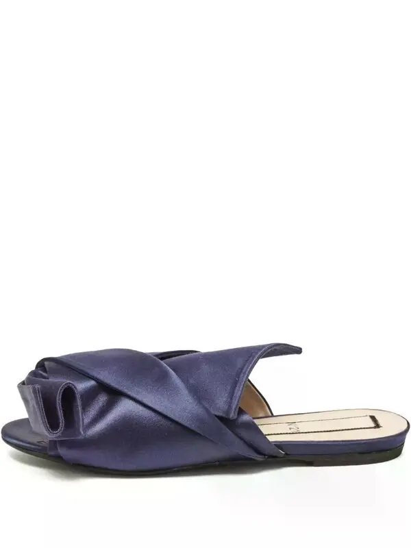 N°21 Knotted Satin Slide Sandals - Blue
