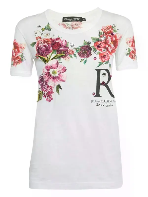 Dolce & Gabbana Floral-embellished T-shirt - White