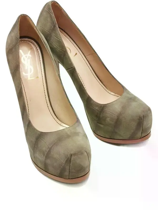 Saint Laurent 150mm Quilted Suede Pumps - Green