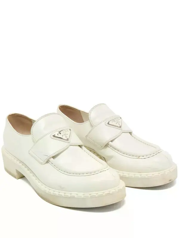 Prada Leather Plaque Loafers