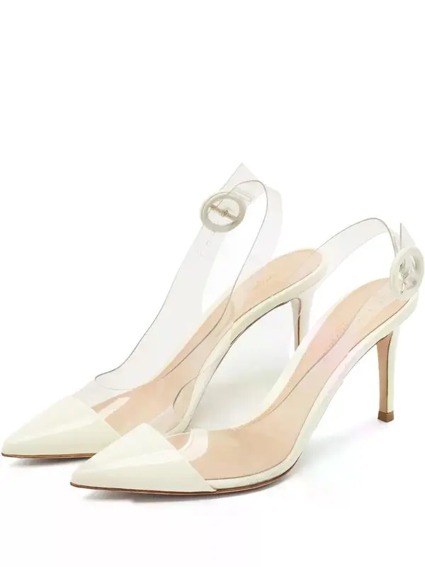 GIANVITO ROSSI 85mm Buckled Slingback Pumps - White