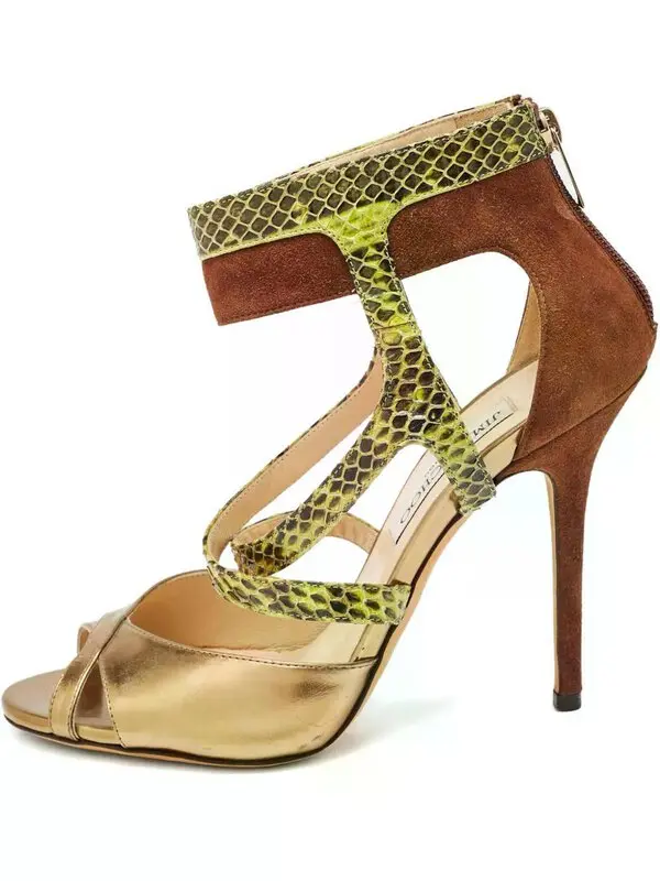 JIMMY CHOO Python Embossed Leather Sandals