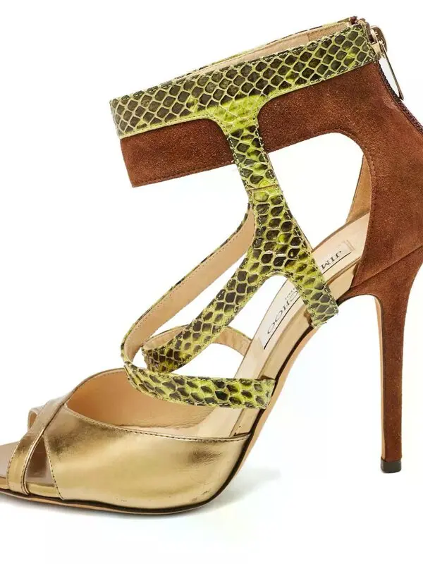 JIMMY CHOO Python Embossed Leather Sandals