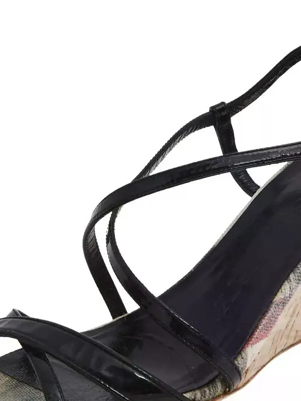 Burberry Patent Leather Wedge Sandals