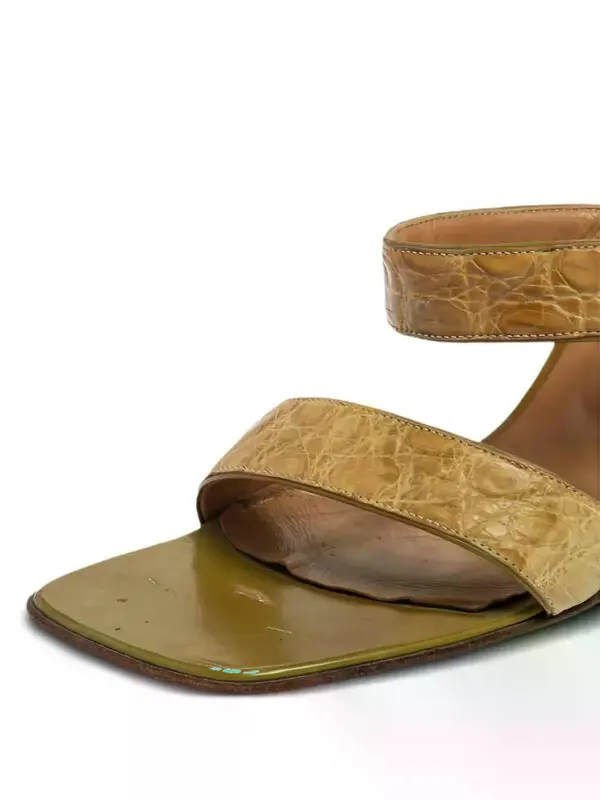 Casadei Leather Slides With Dual Straps And Crocodile Pattern