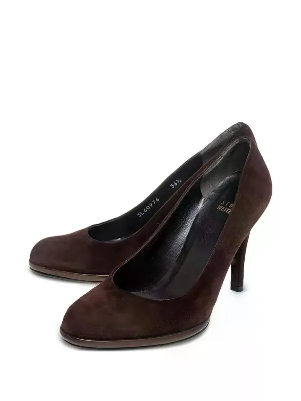 STUART WEITZMAN Suede Round-toe Pumps