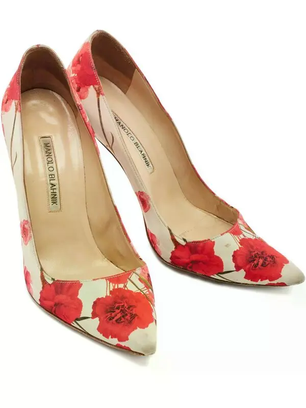 Manolo Blahnik Floral Print Pumps - Neutrals