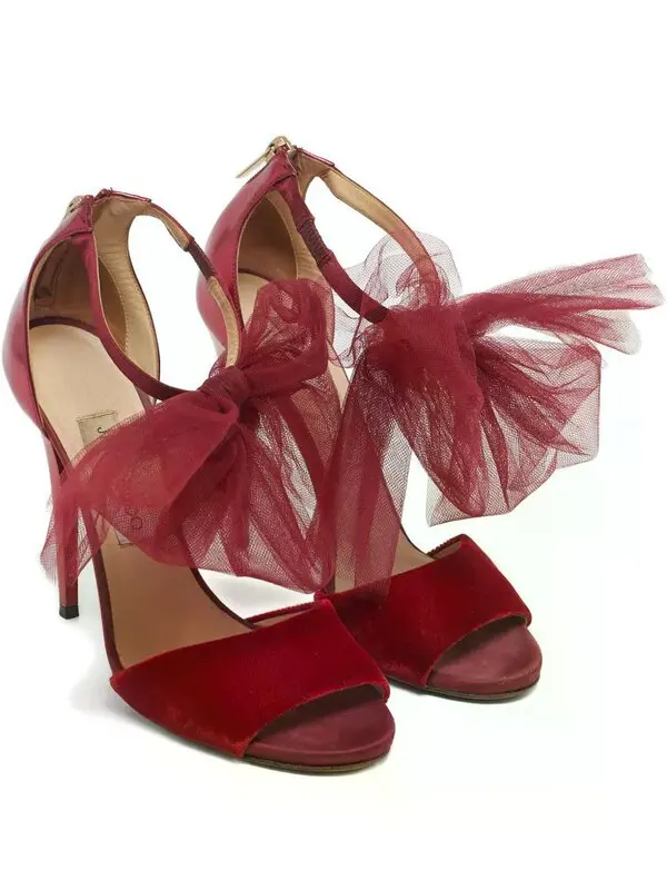 JIMMY CHOO Round-toe Velvet Sandals - Red