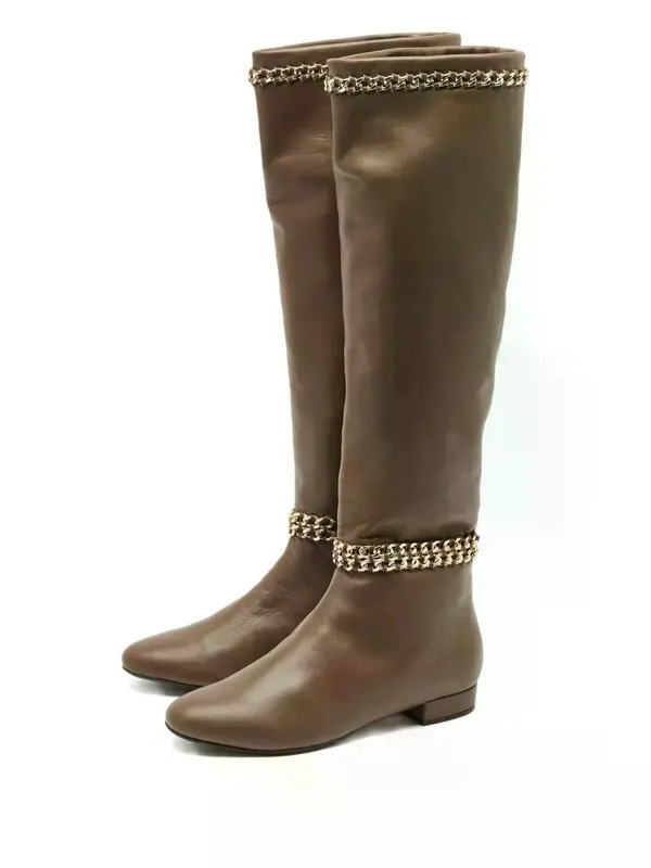 LE SILLA Chain-detail Leather Boots