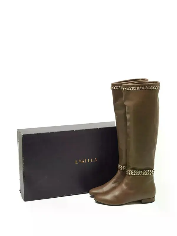 LE SILLA Chain-detail Leather Boots