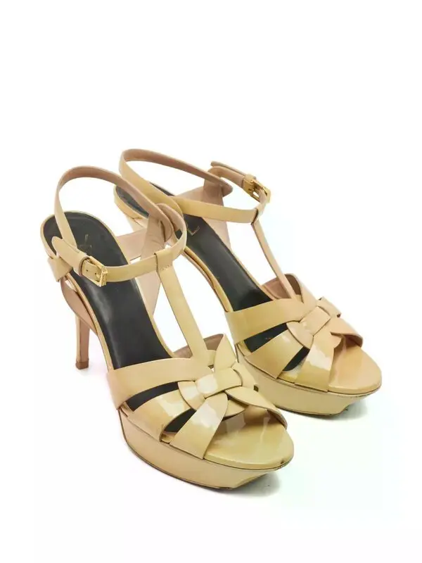 Saint Laurent Tribute Leather Sandals - Neutrals