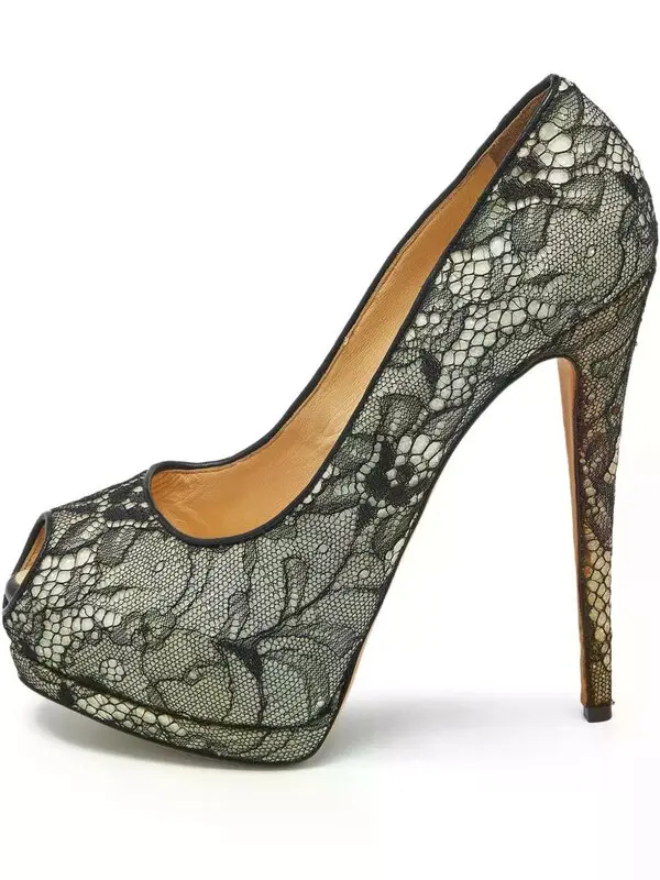 GIUSEPPE ZANOTTI Lace Peep-toe Platform Pumps