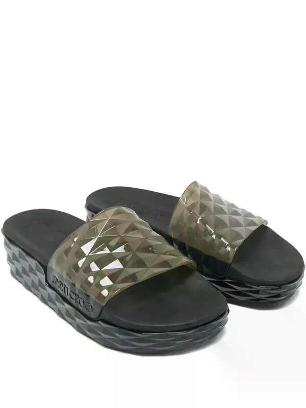 JIMMY CHOO Diamond-patterned Platform Slides