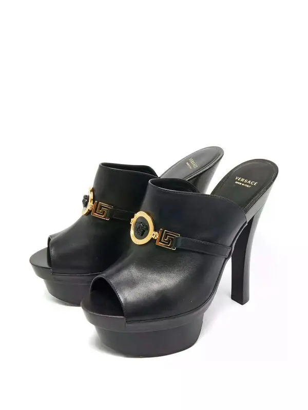 Versace Insignia Leather Slide Sandals