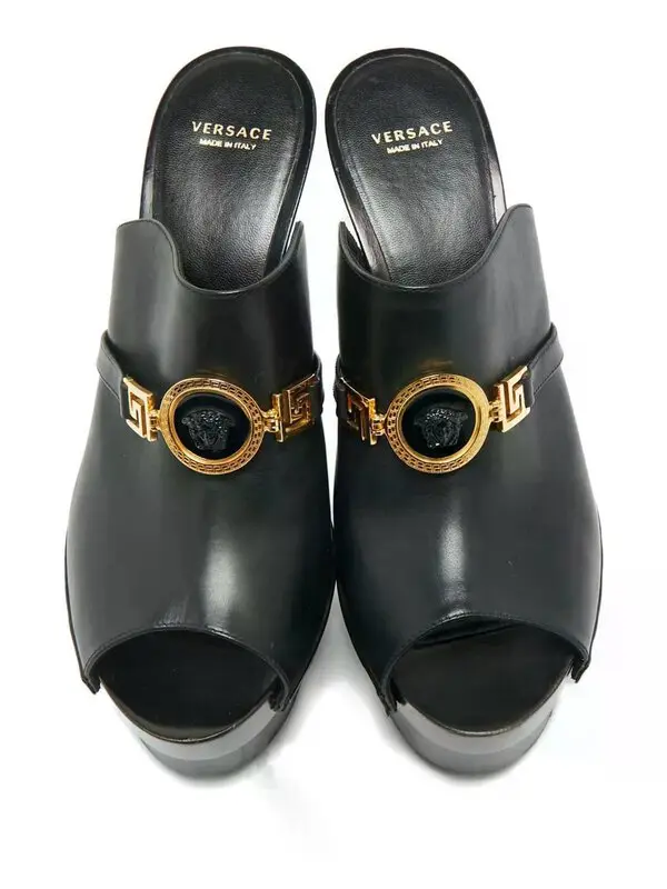 Versace Insignia Leather Slide Sandals